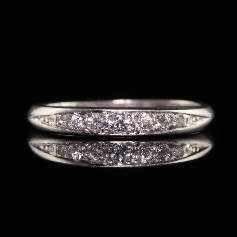 Antique Art Deco Platinum Graduated Old European Diamond Wedding Band ...