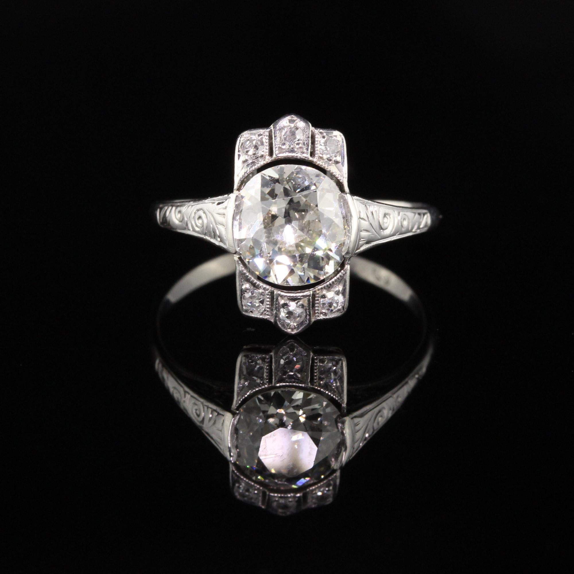 Antique Art Deco Platinum Old European Cut Diamond Engagement Ring at ...