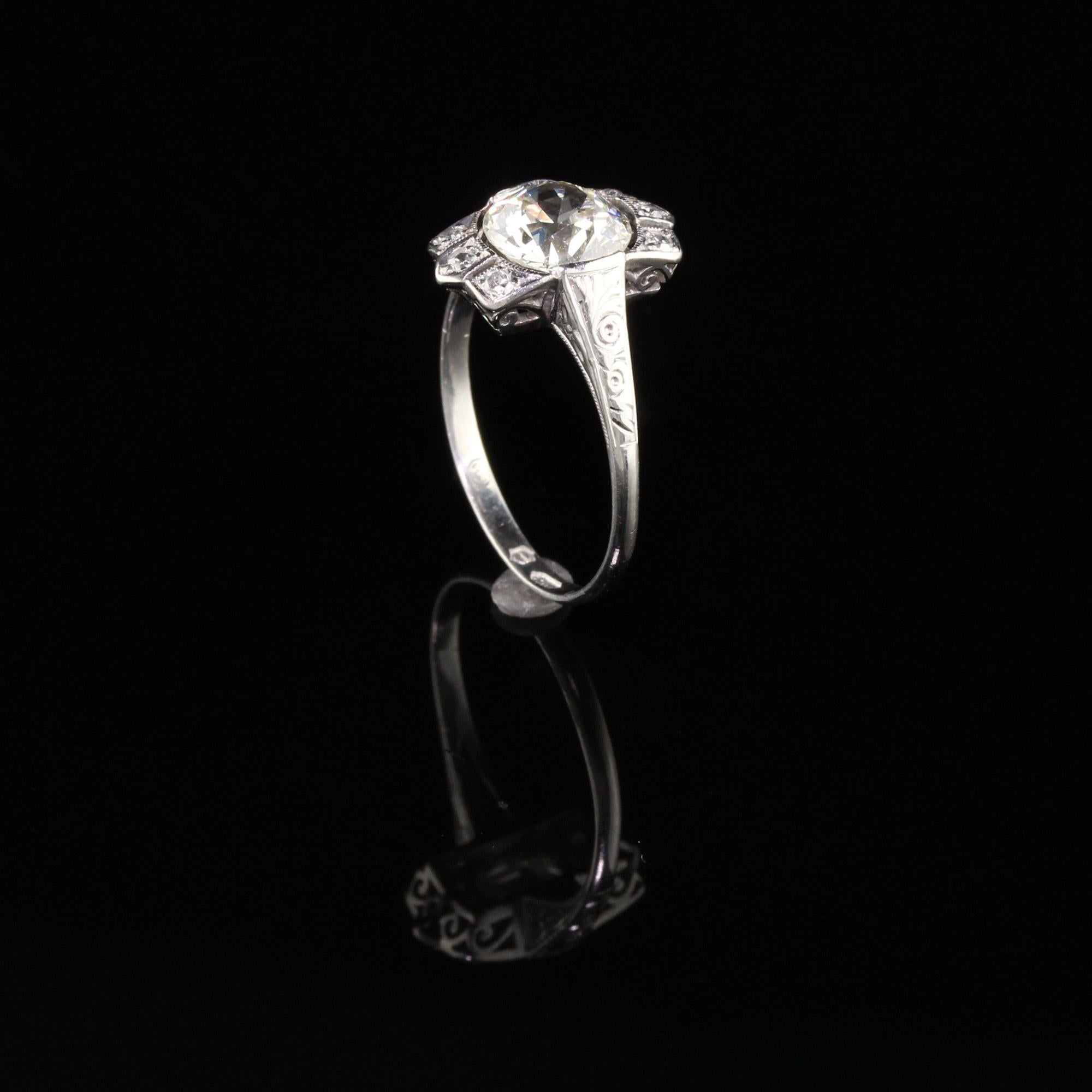 Antique Art Deco Platinum Old European Cut Diamond Engagement Ring at ...