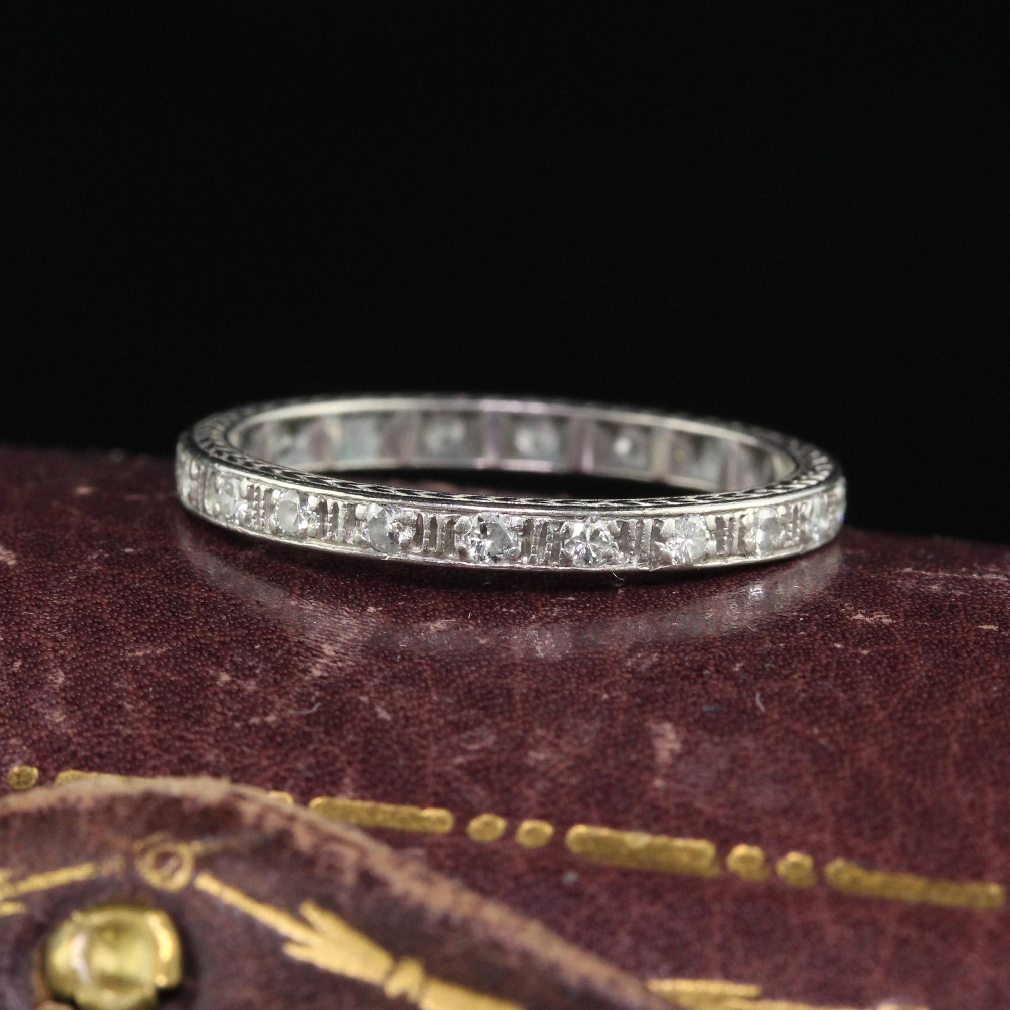 Antique Art Deco Platinum Old European Cut Diamond Engraved Wedding ...
