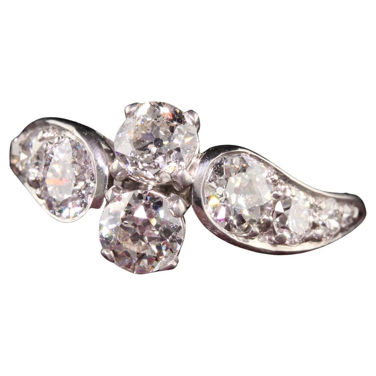 Antique Art Deco Platinum Old European Diamond Statement Engagement ...