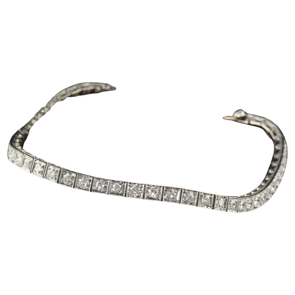 Art Deco Diamond Platinum Line Bracelet At 1stdibs