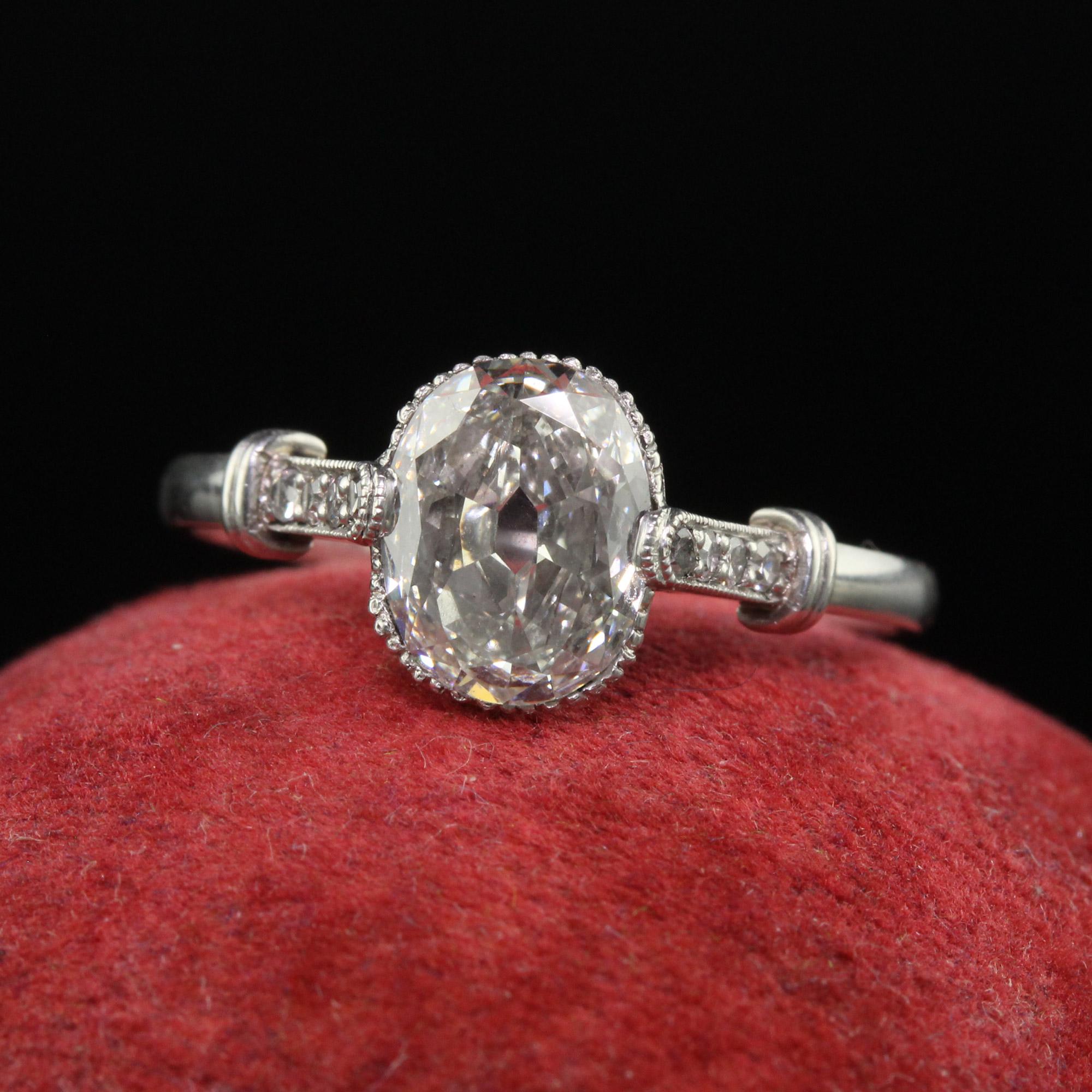 Antique Art Deco Platinum Old Oval Cut Diamond Engagement Ring For Sale ...