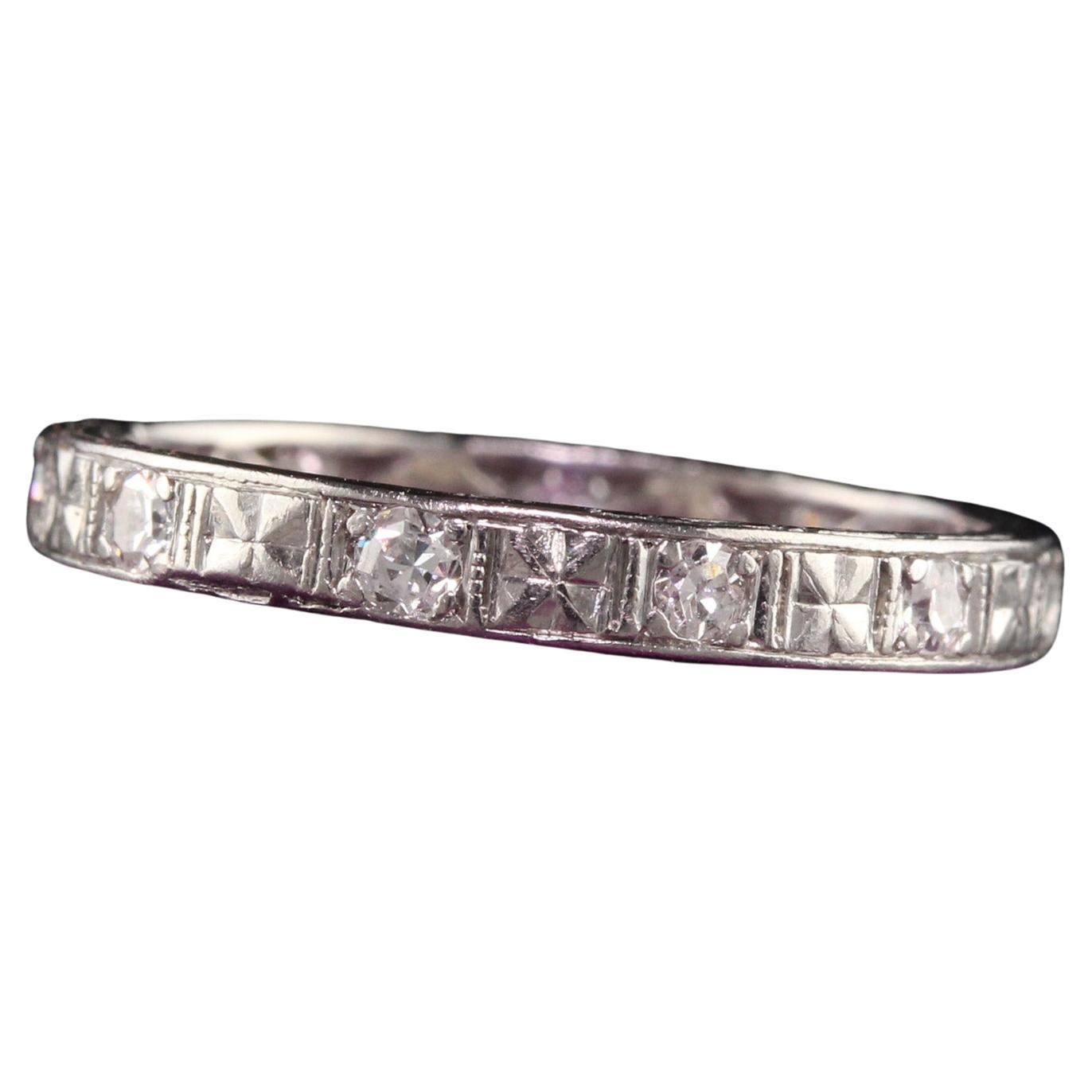 Antique Art Deco Platinum Single Cut Diamond Wedding Band For Sale at ...