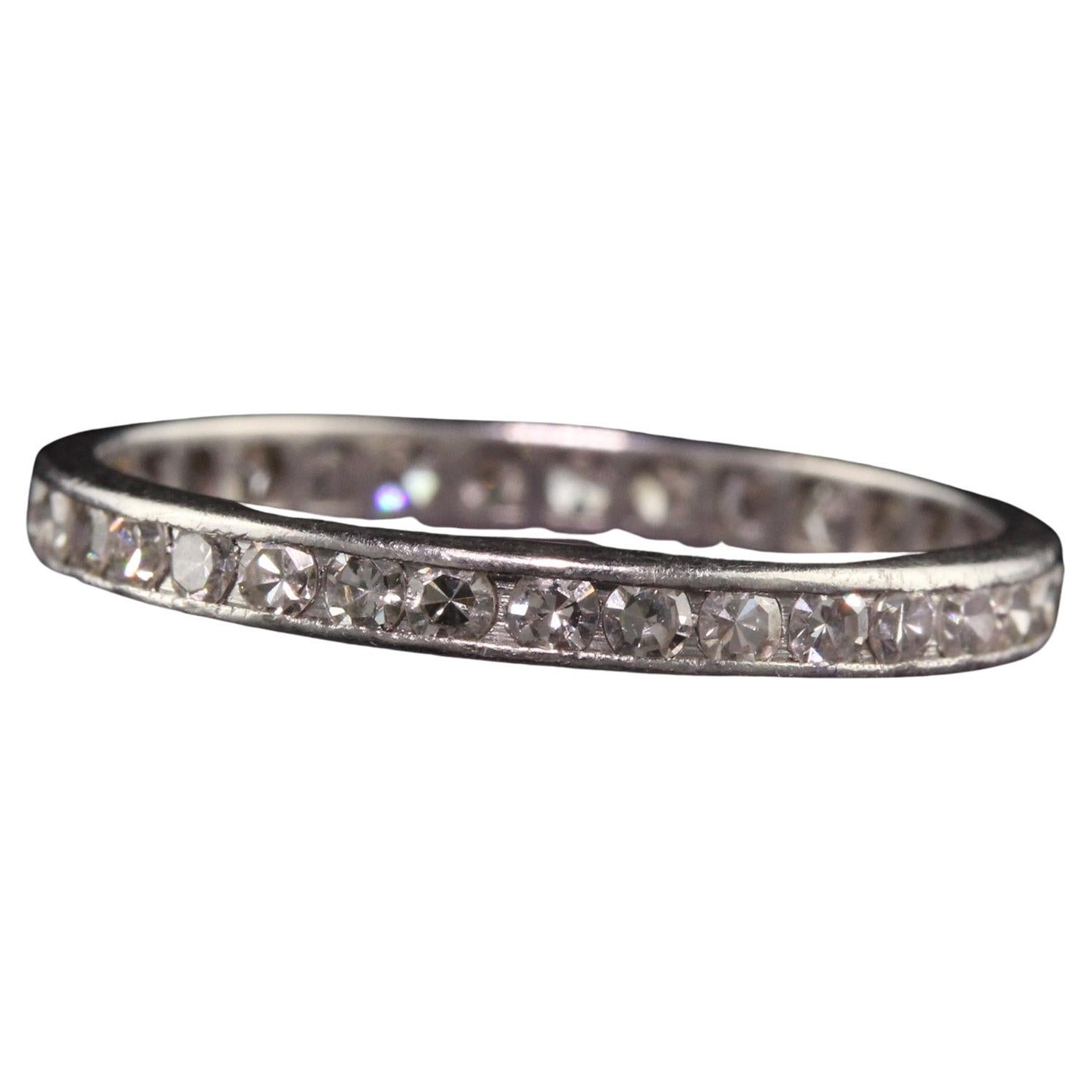 Antique Art Deco Platinum Baguette and Single Cut Diamond Half Eternity ...