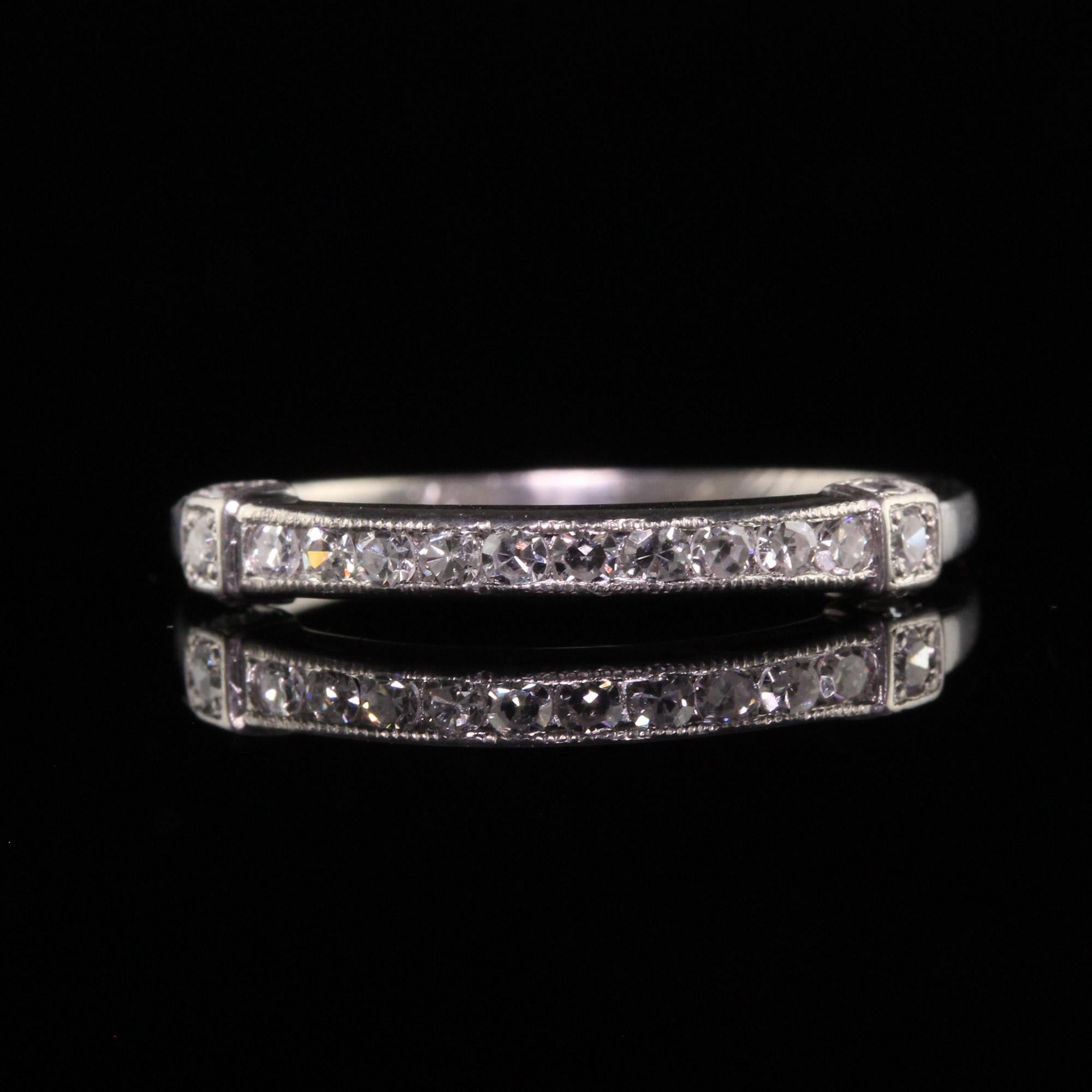 Antique Art Deco Platinum Single Cut Diamond Wedding Band For Sale at ...