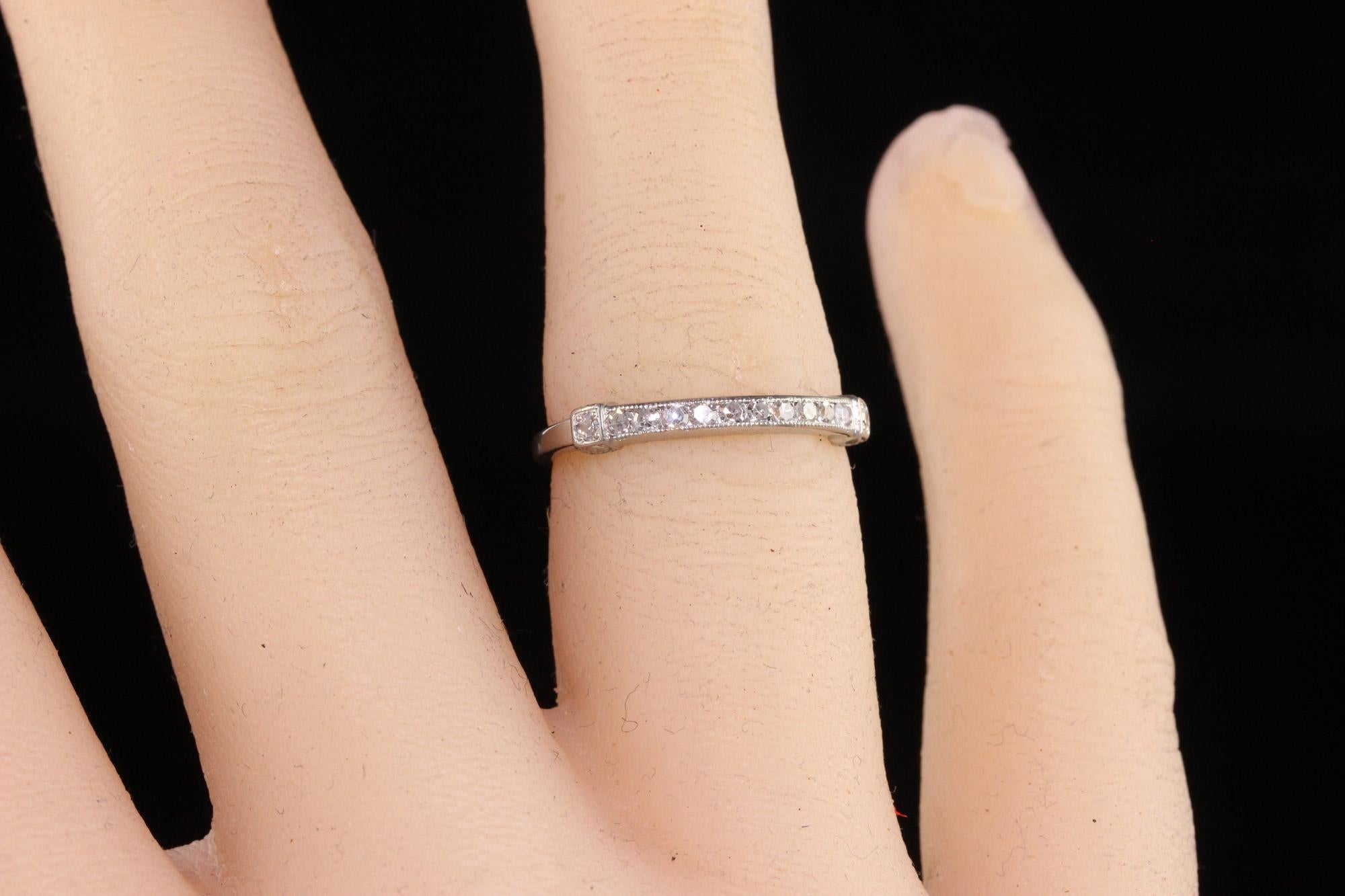 Antique Art Deco Platinum Single Cut Diamond Wedding Band For Sale at ...