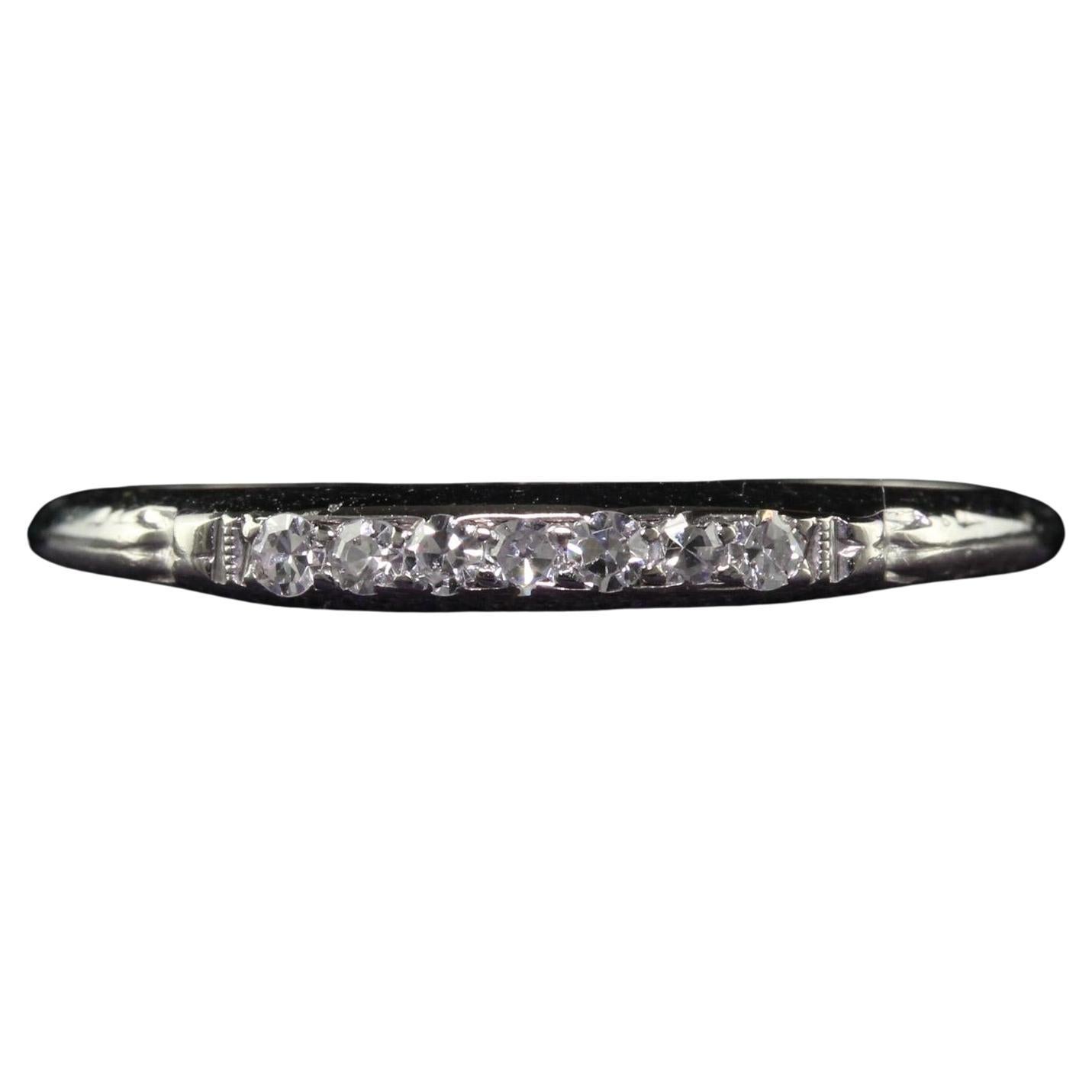Antique Art Deco Platinum Single Cut Diamond Engraved Wedding Band ...