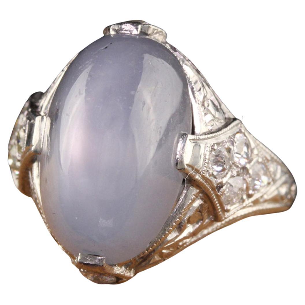 Art Deco Pink Star Sapphire Diamond Platinum Ring at 1stDibs