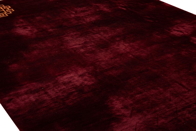 Antique Art Deco Red Handmade Chinese Dragon Design Wool Rug For Sale ...