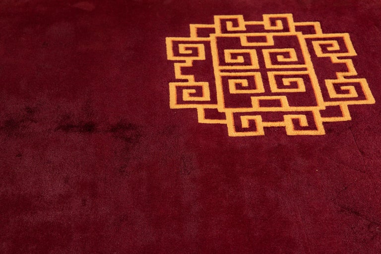 Antique Art Deco Red Handmade Chinese Dragon Design Wool Rug For Sale ...