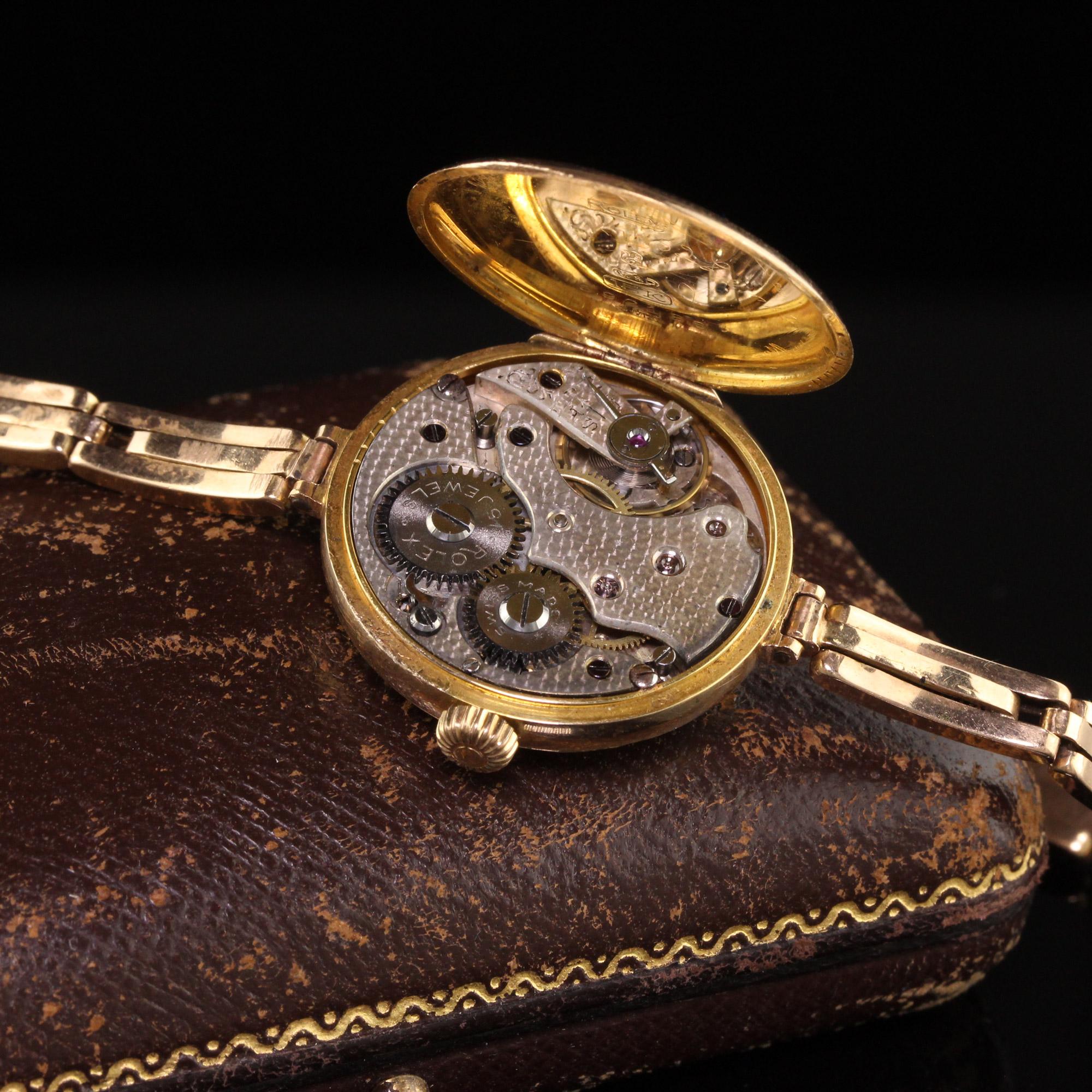 Antique Art Deco Rolex 15K Rose Gold Old European Diamond Bezel Watch ...