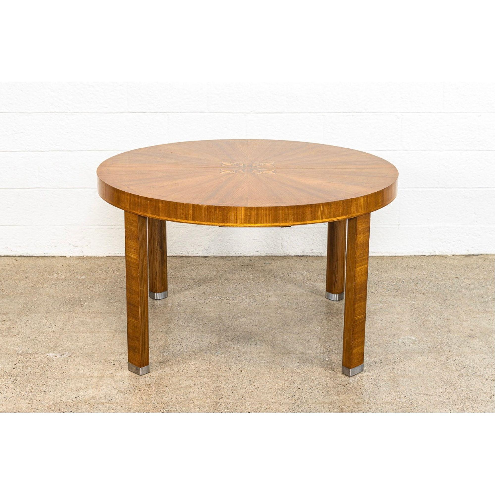 Antique Art Deco Round Dining Table with Wood Inlay 1930s For Sale at ...