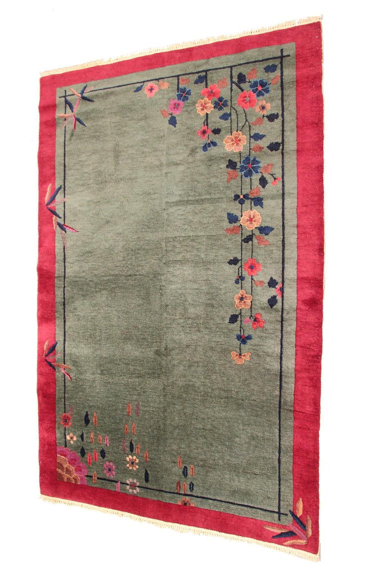 Antique Art Deco Rug Antique Tree of Life Rug Chinese Rug 1920 Green ...