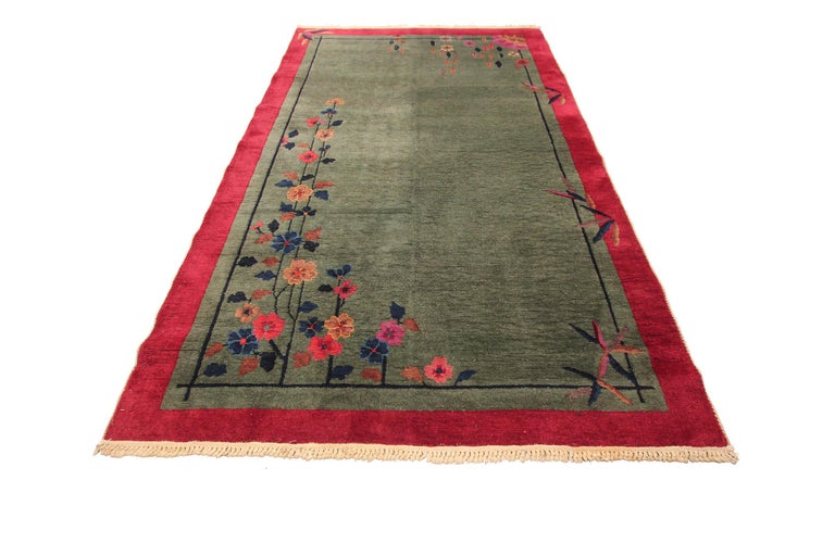 Antique Art Deco Rug Antique Tree of Life Rug Chinese Rug 1920 Green ...