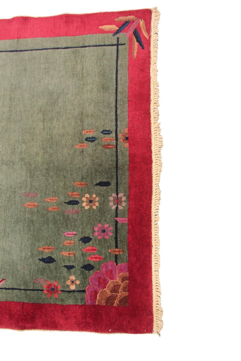 Antique Art Deco Rug Antique Tree of Life Rug Chinese Rug 1920 Green ...