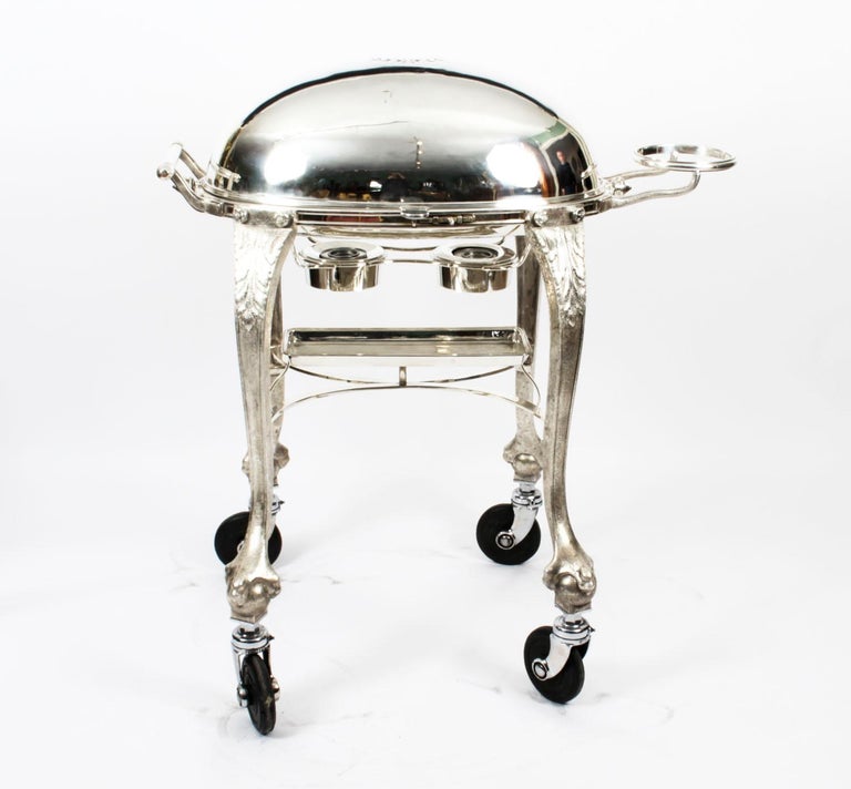Antique Art Deco Silver Plated Beef Carving Trolley Cart, 1930s at 1stDibs