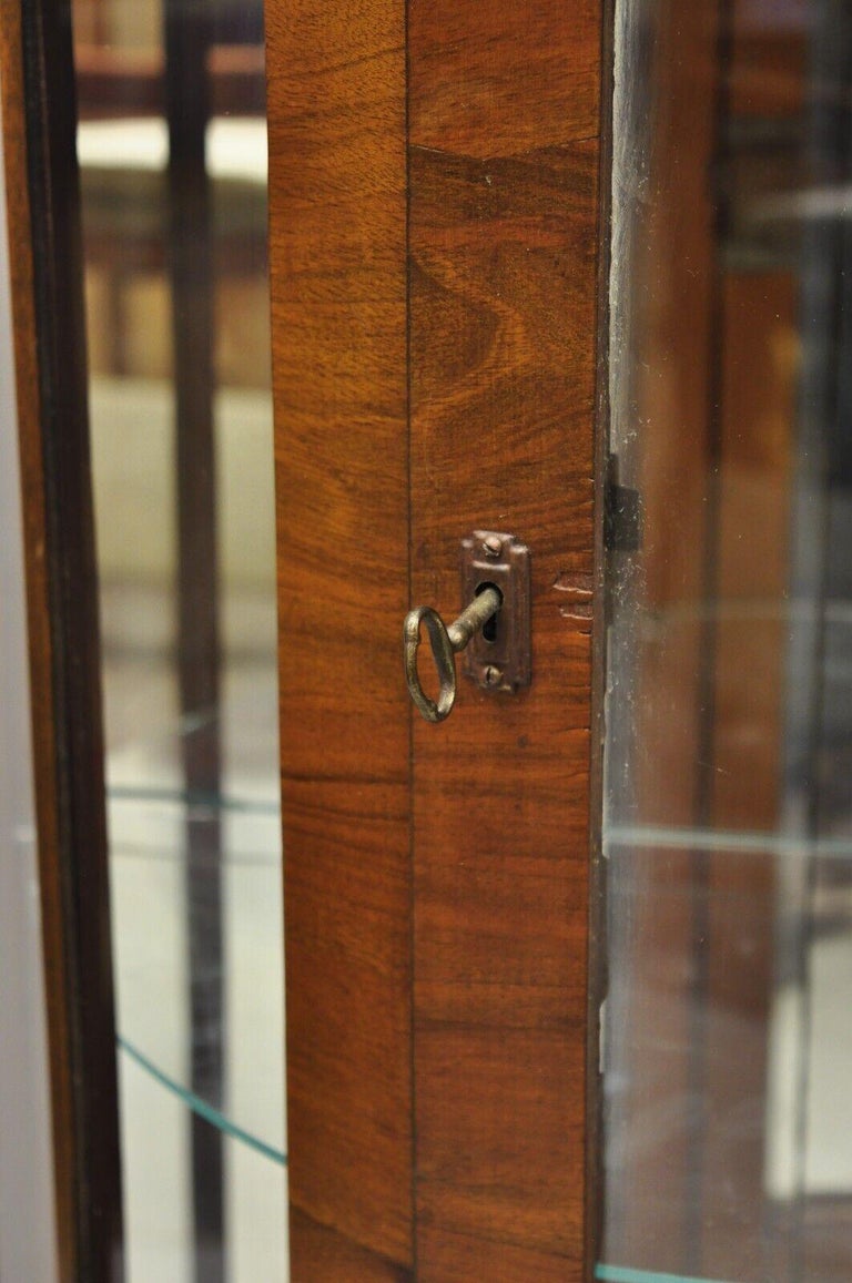 Antique Art Deco Small Half Round Demilune Walnut Curio Display Cabinet ...