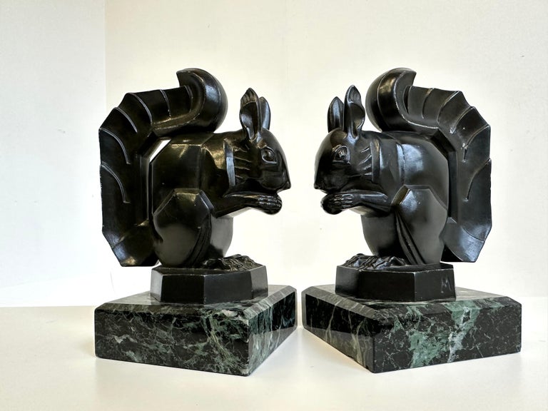 Antique Art Deco ''Squirrel'' Bookends by Max Le Verrier 1930 France ...