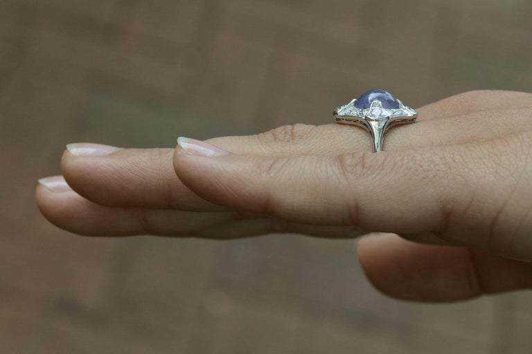 Antique Art Deco Star Sapphire Cocktail Ring 5 Carat Purple Dome 4 ...