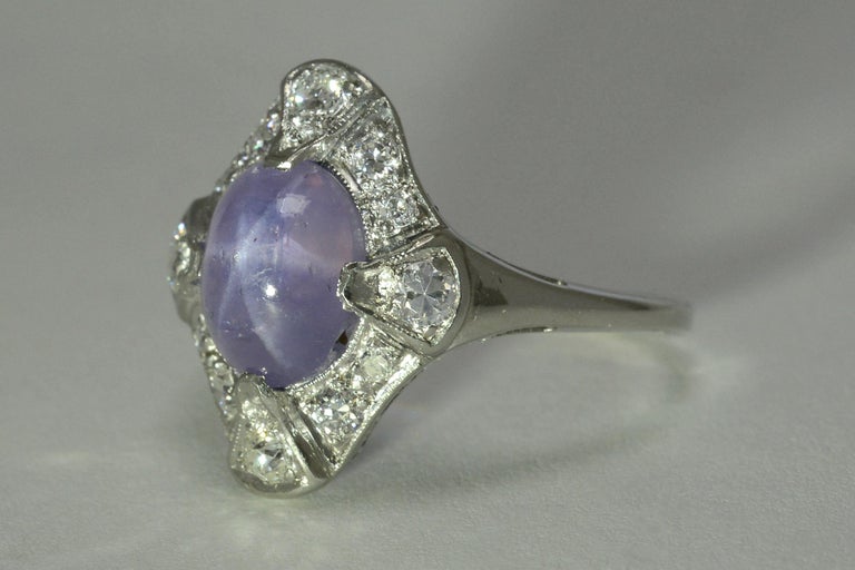 Antique Art Deco Star Sapphire Cocktail Ring 5 Carat Purple Dome 4 ...