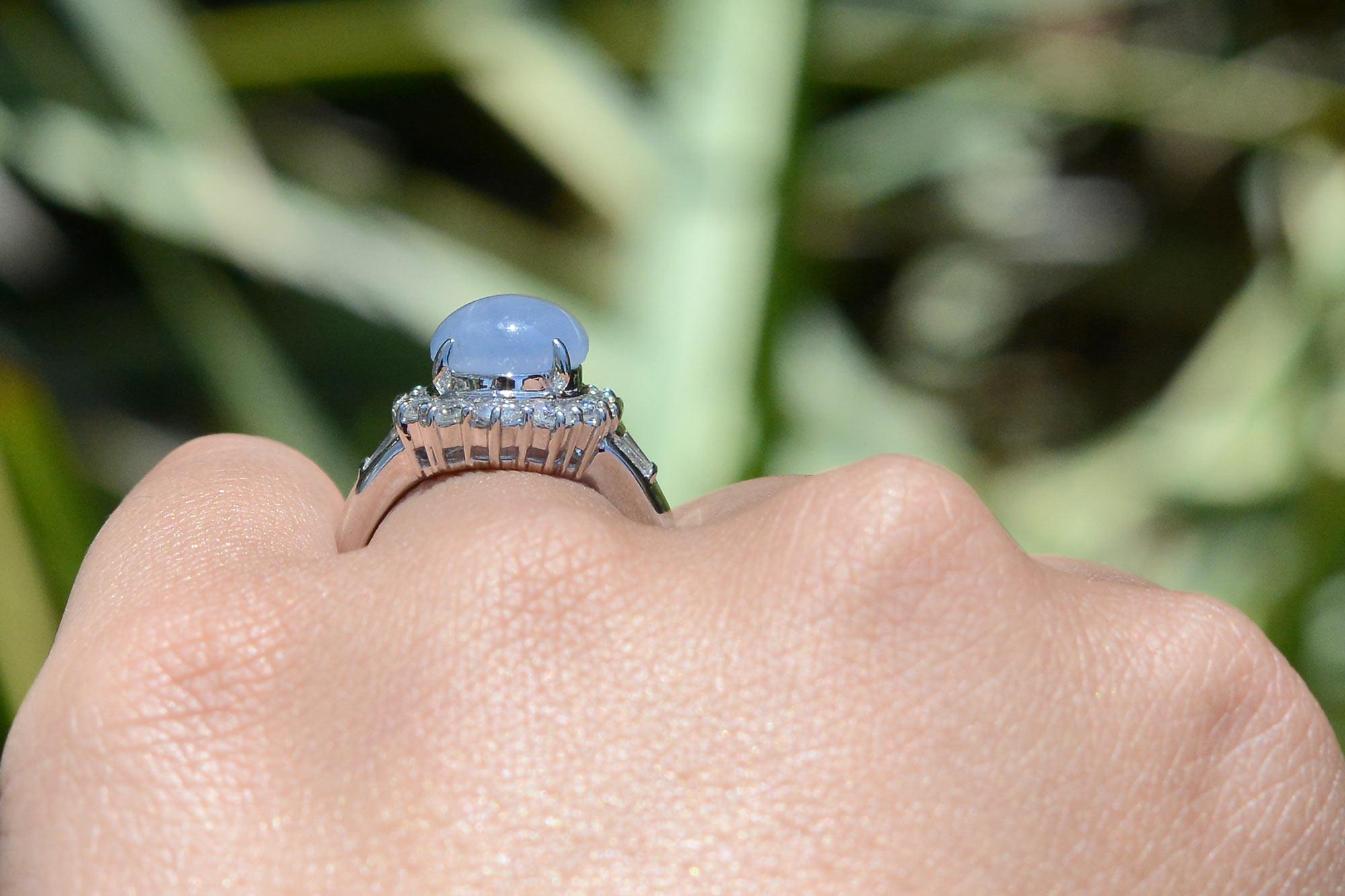 Antique Art Deco Star Sapphire Engagement Ring at 1stDibs