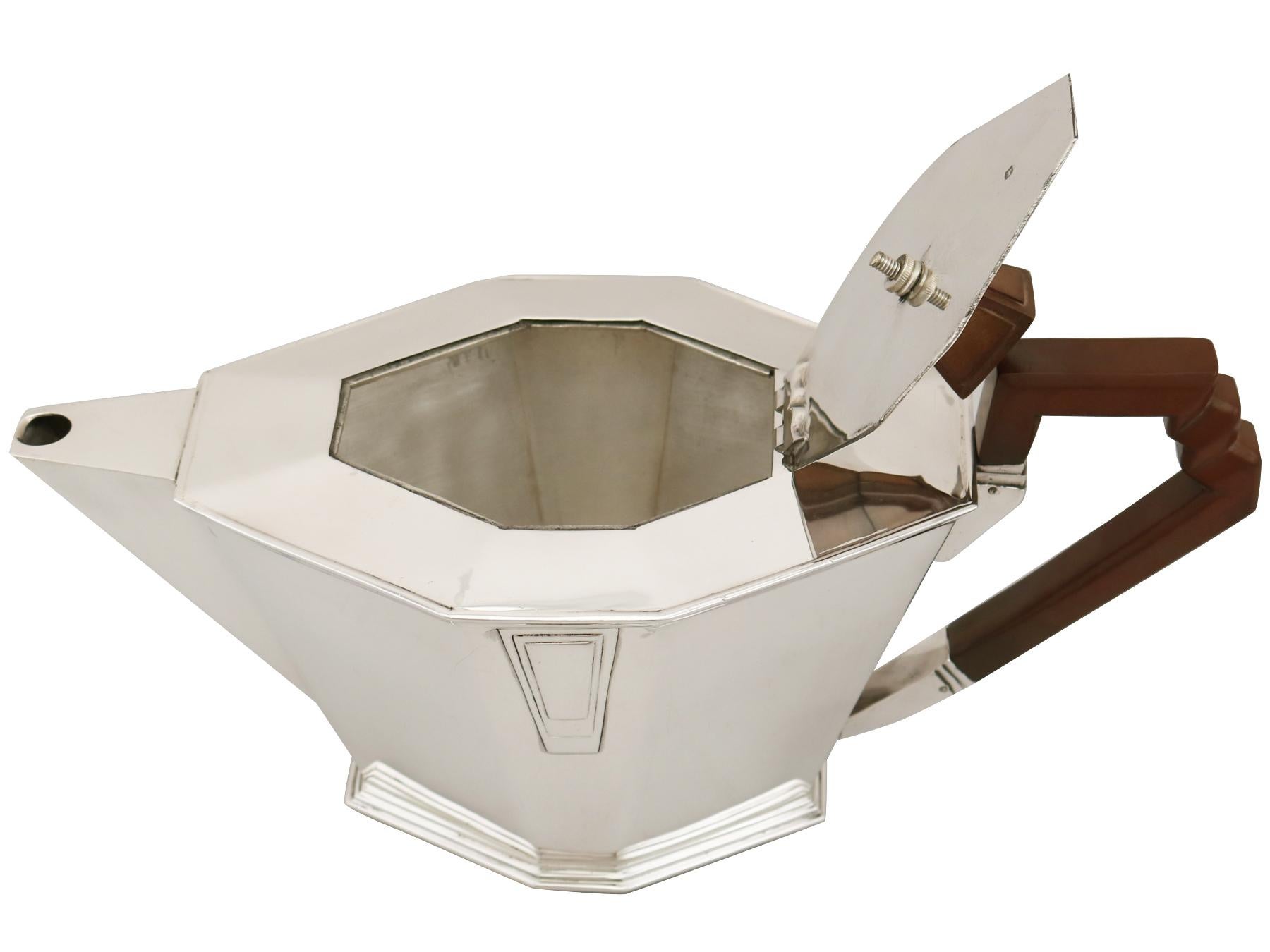 Antique Art Deco Sterling Silver Three-Piece Tea Service at 1stDibs