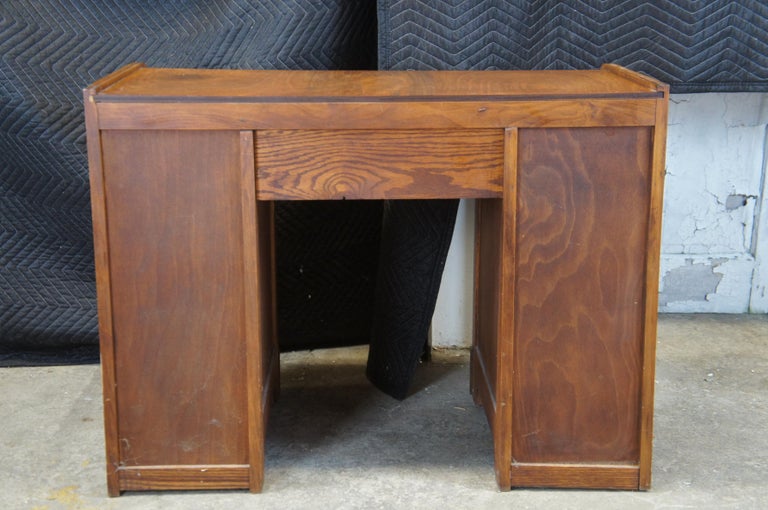 Antique Art Deco Walnut Waterfall Kneehole Writing Desk Vanity Dressing ...