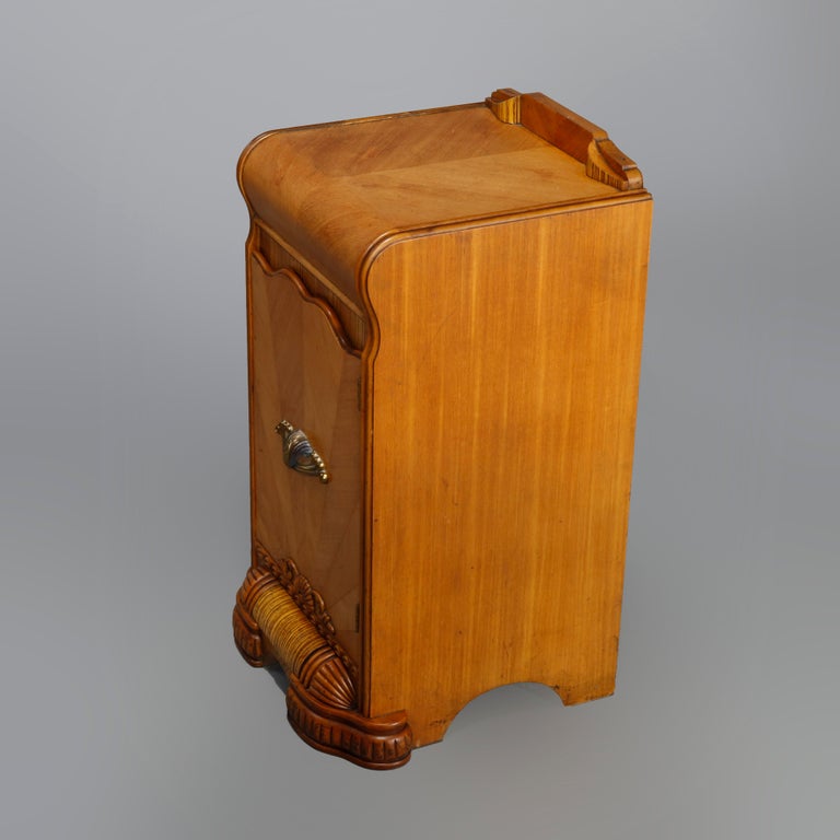 Antique Art Deco Waterfall Satinwood and Mahogany Stand and Sunburst ...