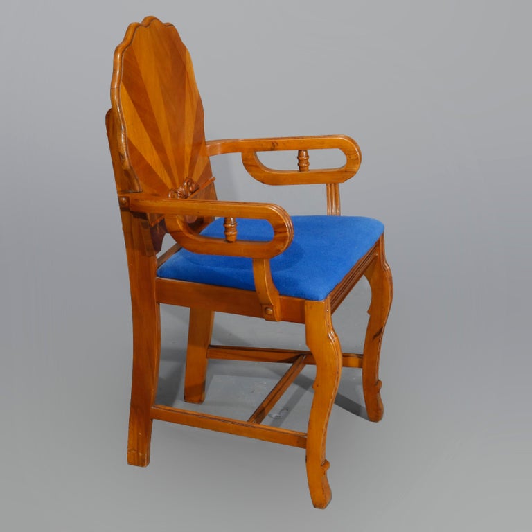 Antique Art Deco Waterfall Satinwood and Mahogany Stand and Sunburst ...