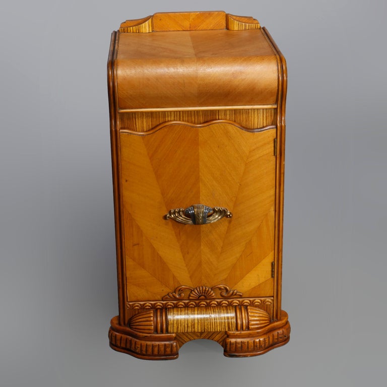 Antique Art Deco Waterfall Satinwood and Mahogany Stand and Sunburst ...