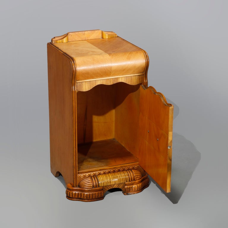Antique Art Deco Waterfall Satinwood and Mahogany Stand and Sunburst ...