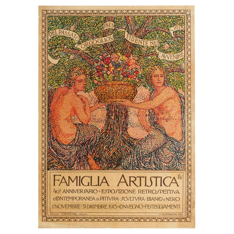 Antique Art Exhibition Poster Famiglia Artistica Artistic Family Milan ...