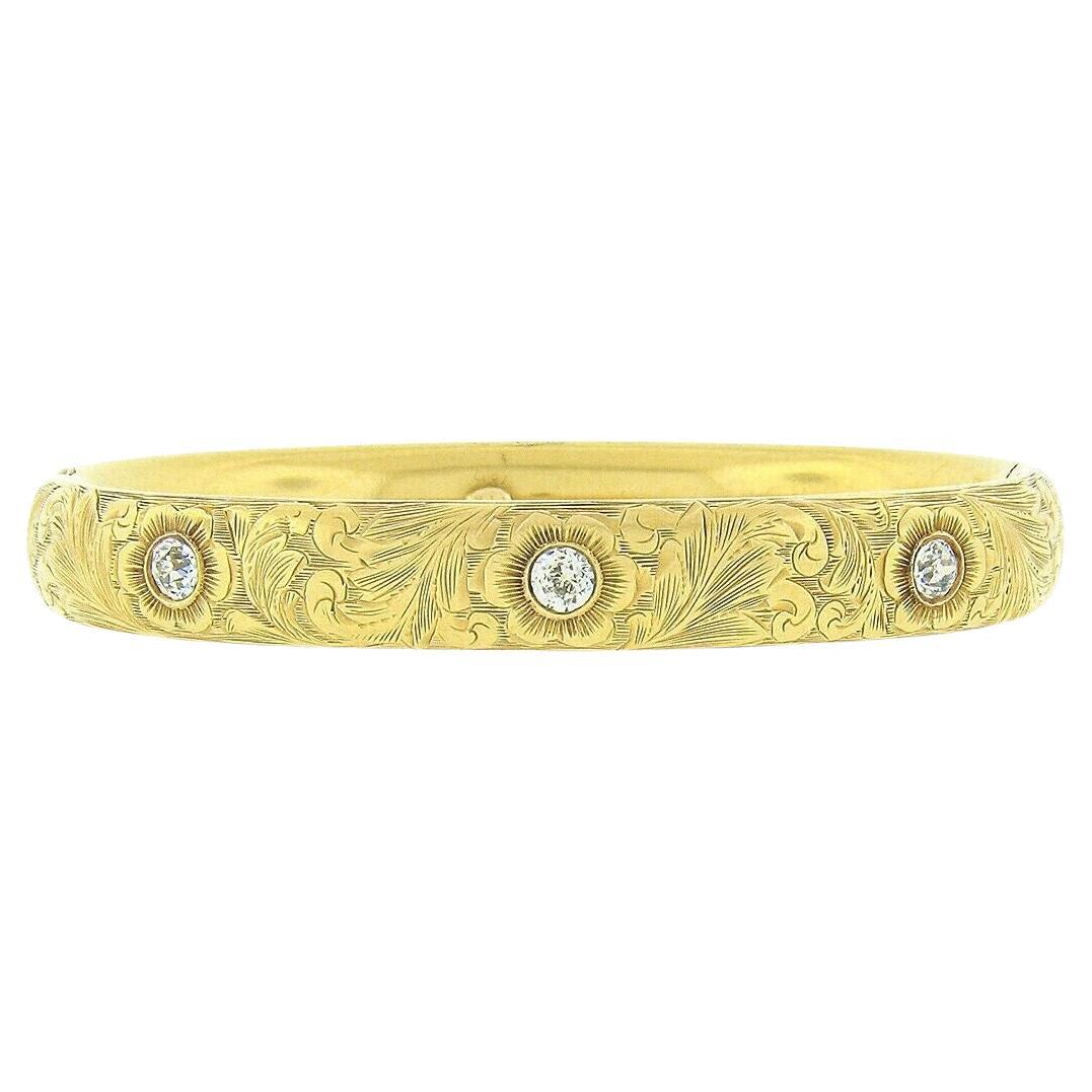 Antique Hand Engraved Gold Bangle At 1stdibs