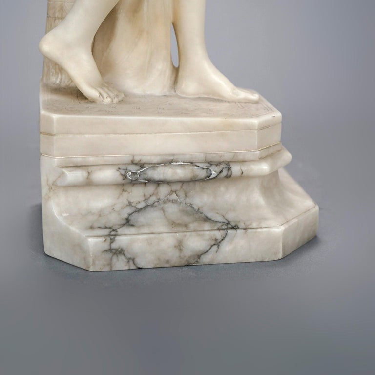 Antique Art Nouveau Carved Alabaster Sculpture Statue of a Flapper ...