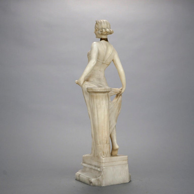 Antique Art Nouveau Carved Alabaster Sculpture Statue of a Flapper ...