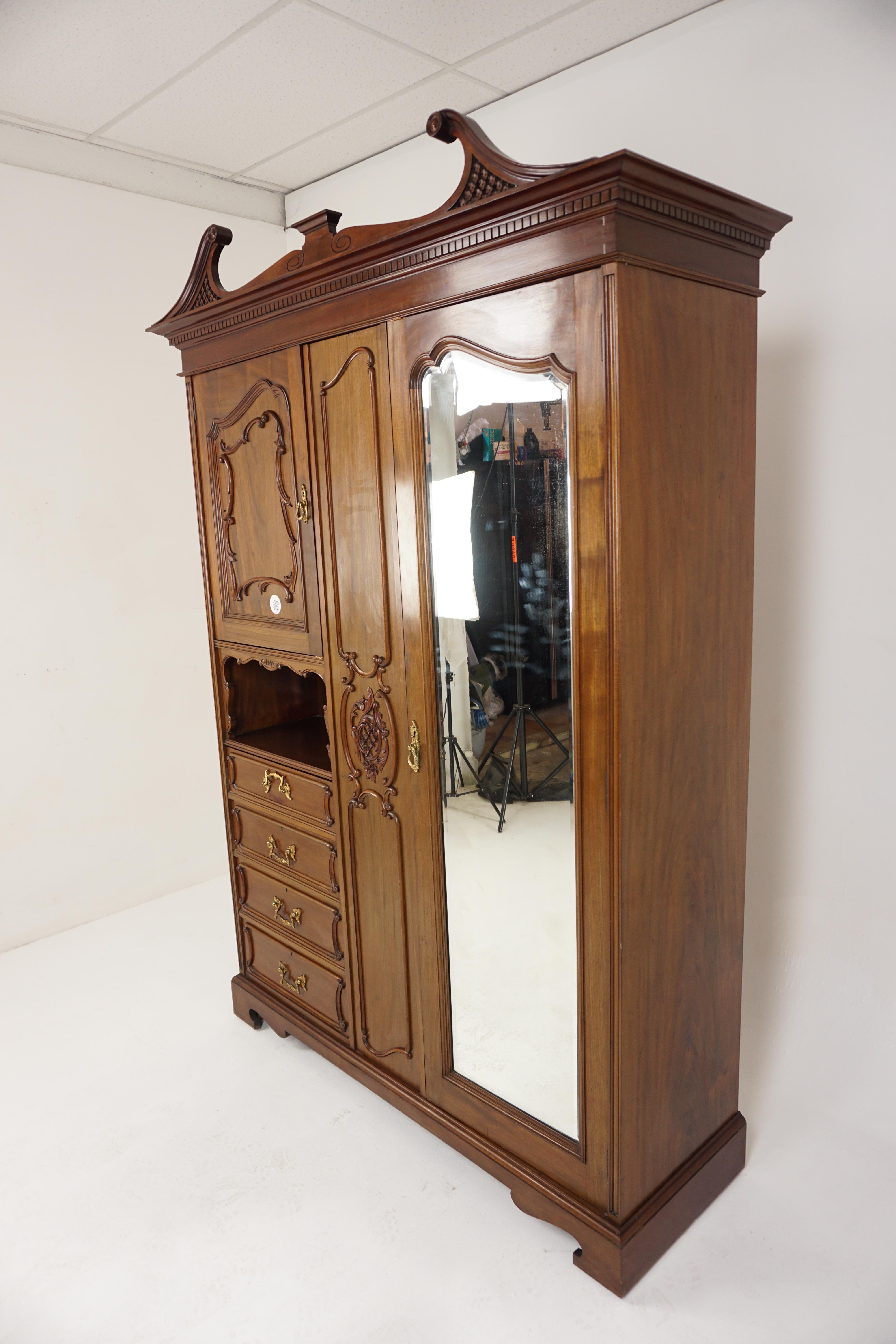 Antique Art Nouveau Compactum Armoire, Wardrobe Closet, Scotland 1890 ...