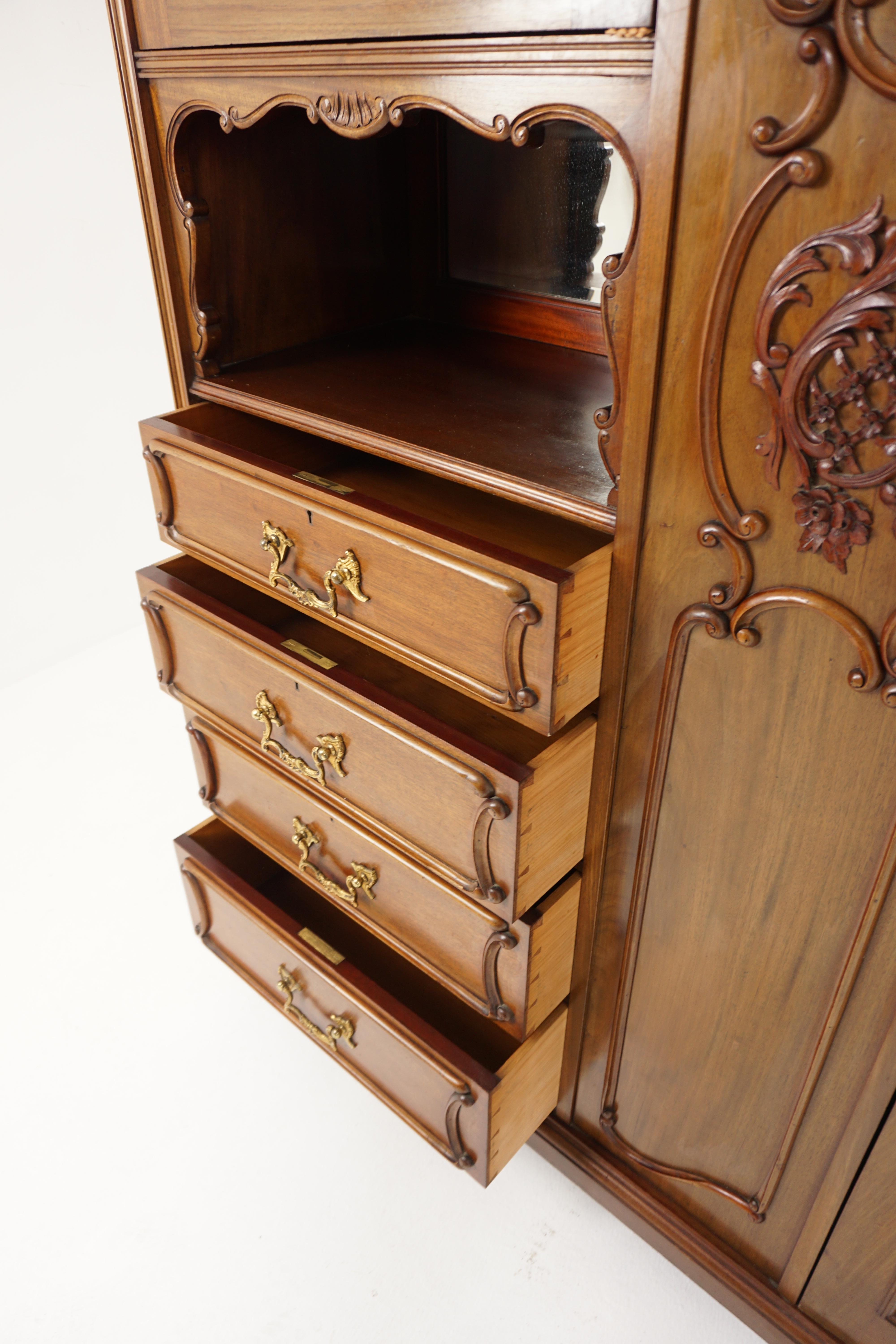 Antique Art Nouveau Compactum Armoire, Wardrobe Closet, Scotland 1890 ...