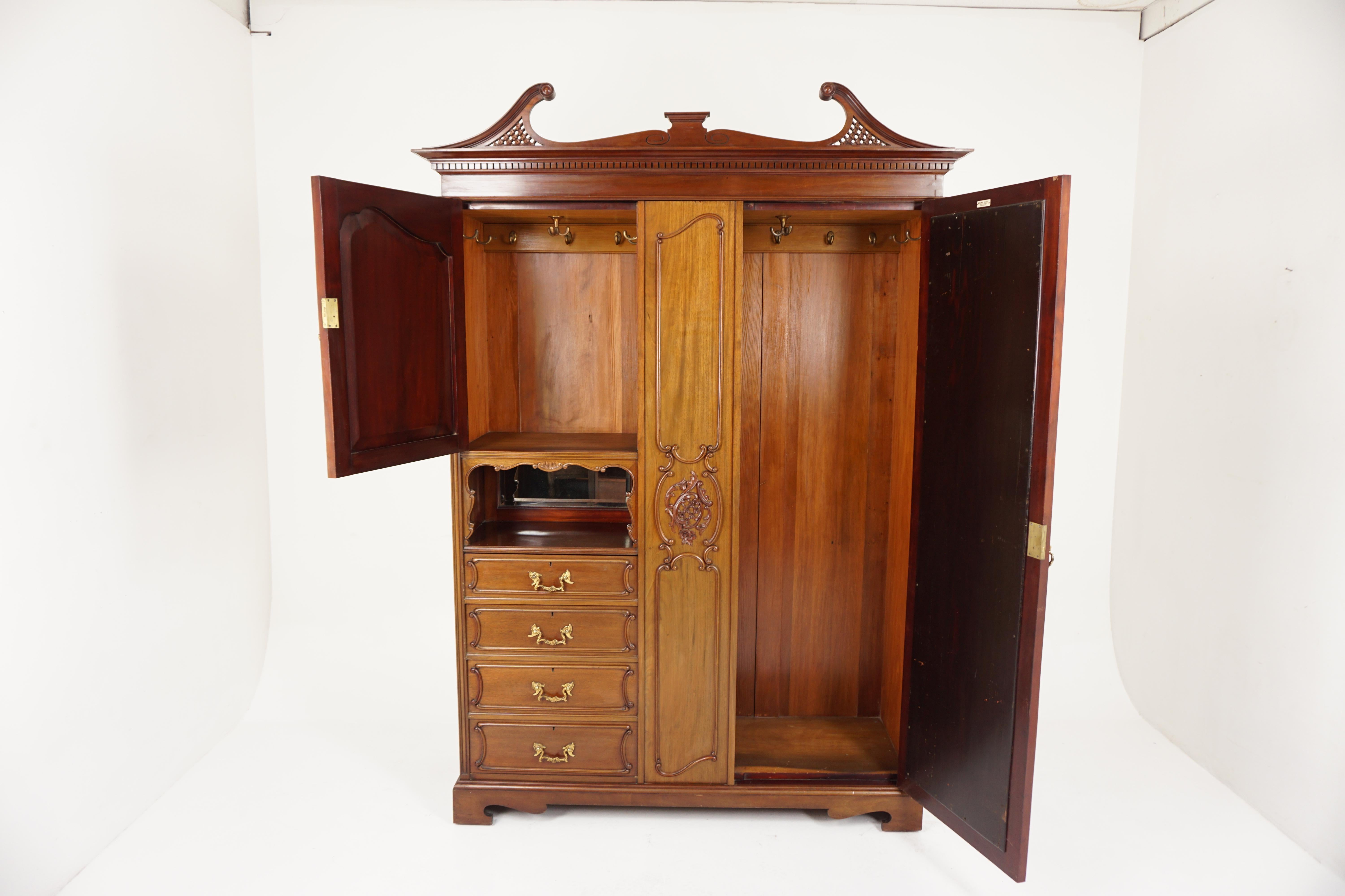 Antique Art Nouveau Compactum Armoire, Wardrobe Closet, Scotland 1890 ...