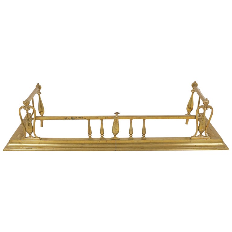 Antique Art Nouveau Fireplace Fender, Brass Surround, Hearth Guard ...