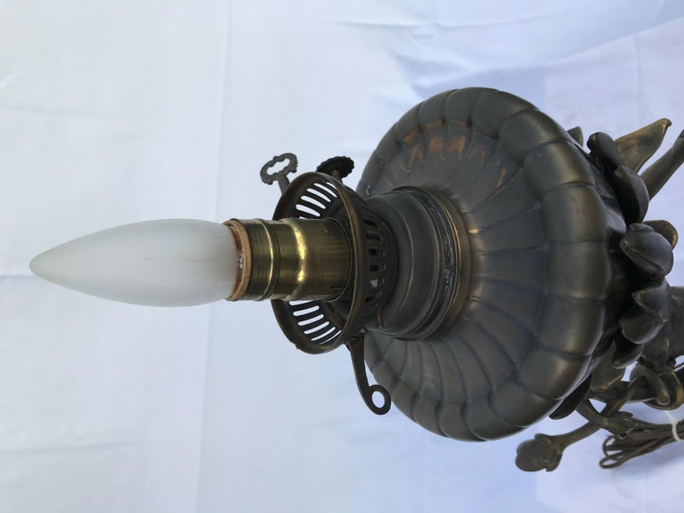 Antique Art Nouveau Lady Lamp, Bronze For Sale at 1stDibs | oil lamp ...