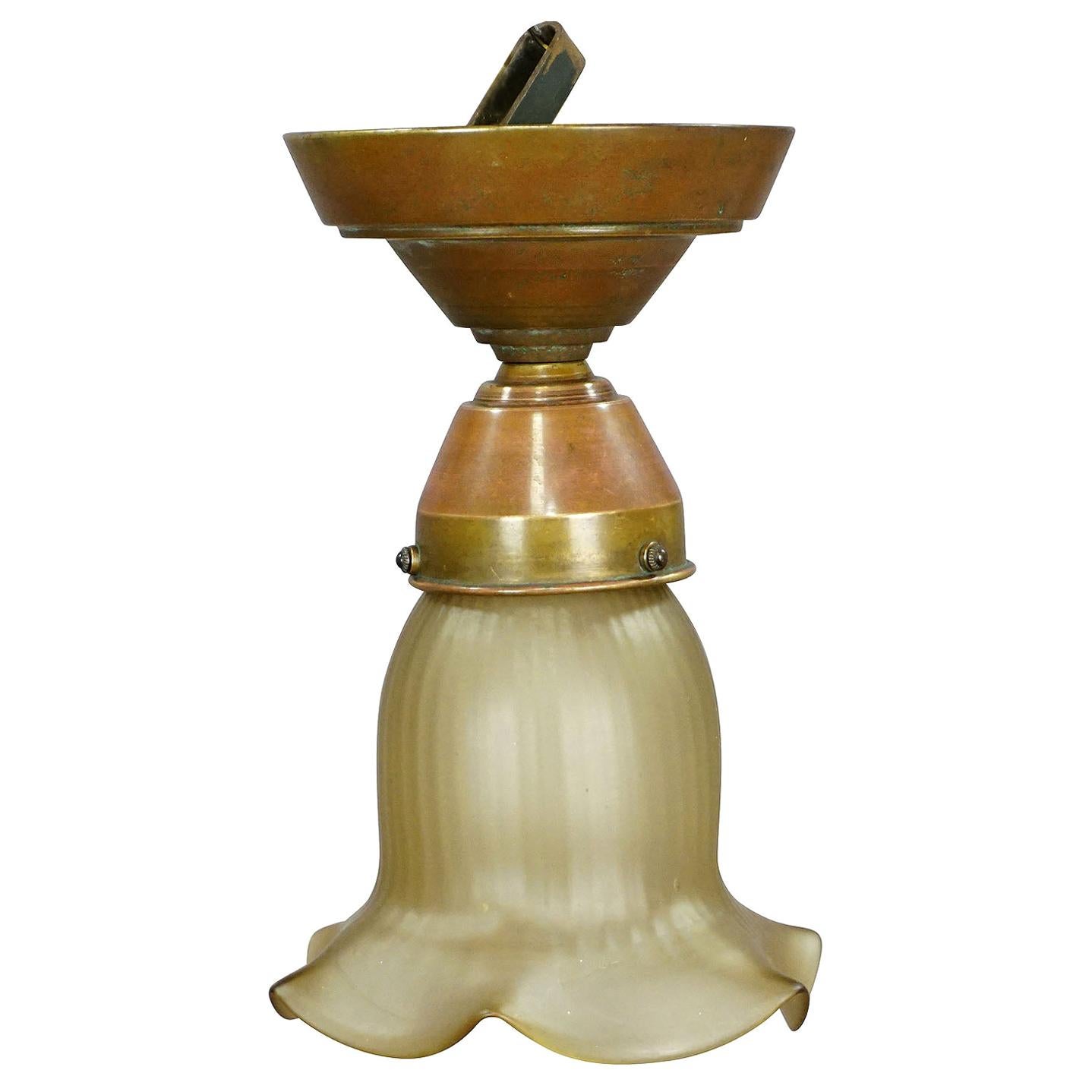 Antique 1920's Decorative Bronze Light With Milk Glass Shade at 1stDibs