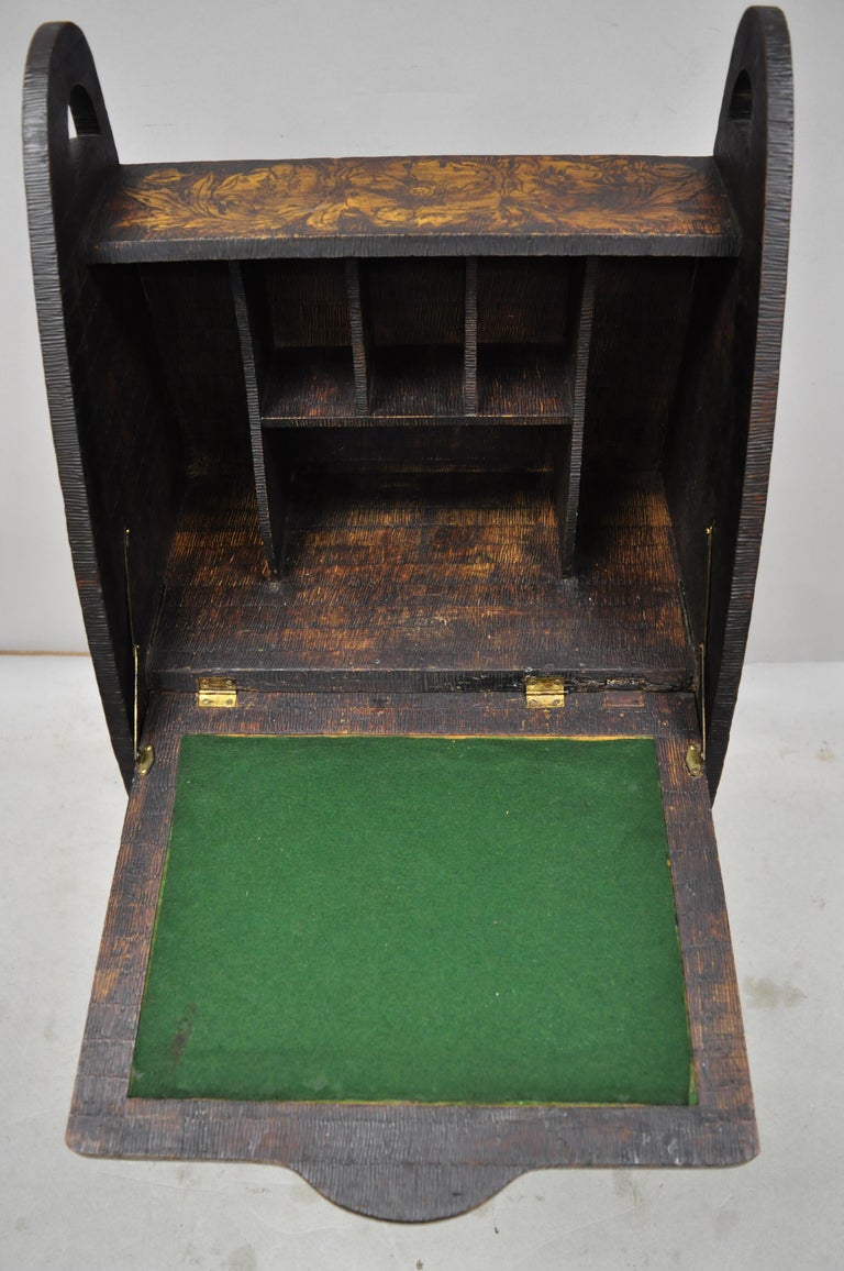 Antique Art Nouveau Pyrography Flemish Art Figural Carved Fall Front ...