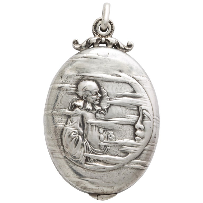 DAntique Art Nouveau Rare French Silver Locket at 1stDibs