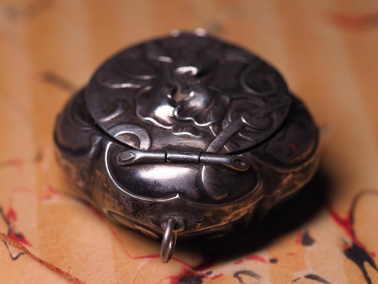 Iris Antique Art Nouveau Silver Locket Mirror French Jewelry 1900 For ...