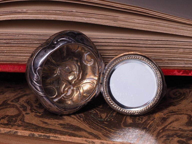 Iris Antique Art Nouveau Silver Locket Mirror French Jewelry 1900 For ...