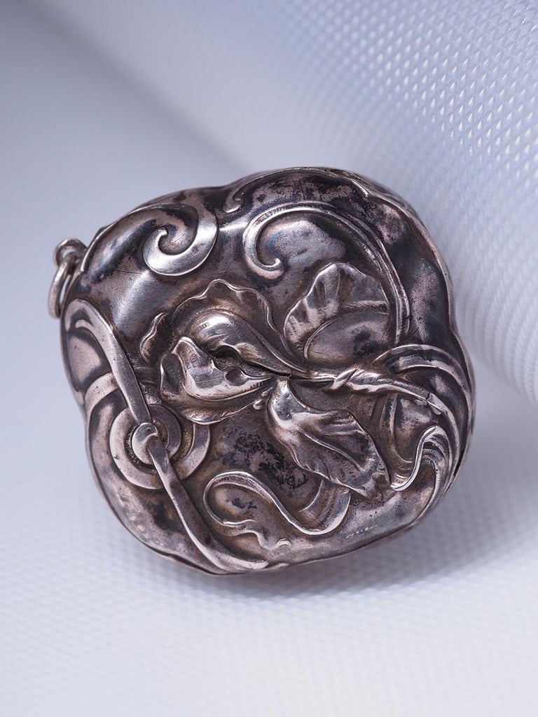 Iris Antique Art Nouveau Silver Locket Mirror French Jewelry 1900 For ...