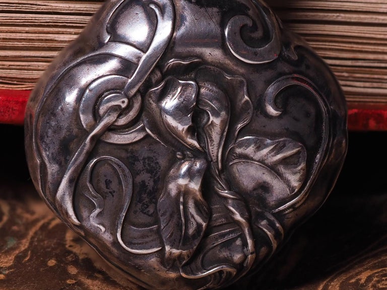 Iris Antique Art Nouveau Silver Locket Mirror French Jewelry 1900 For ...