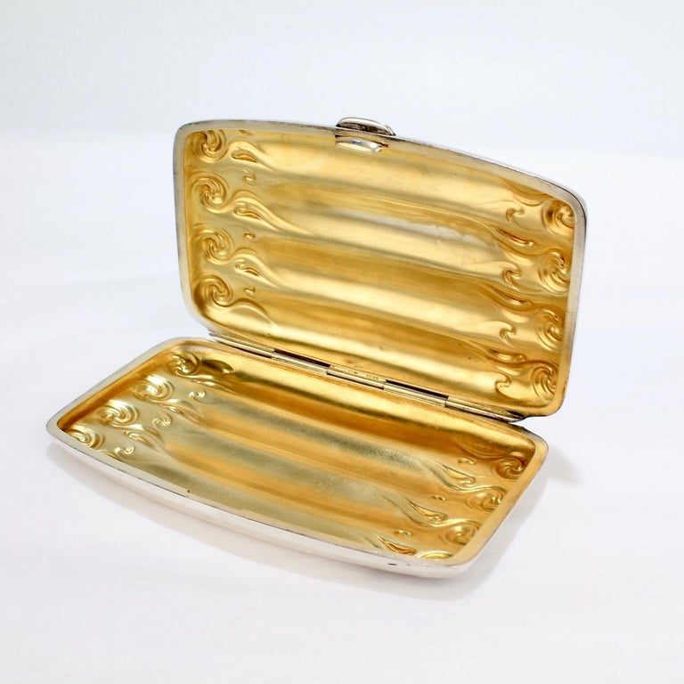Antique Art Nouveau Sterling Silver Cigar Case by Unger Brothers For ...