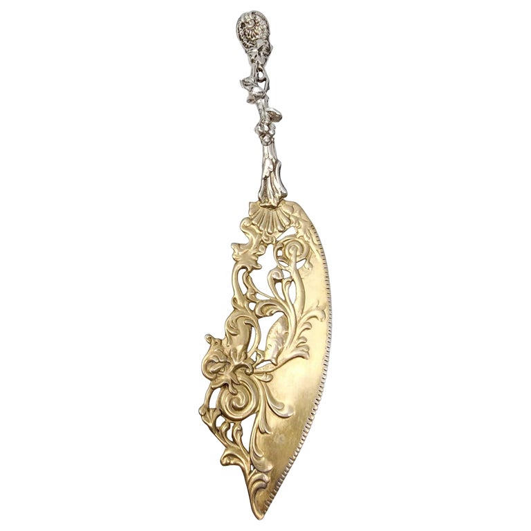 Antique Art Nouveau Sterling Silver Fish Server with Gold Wash Blade ...